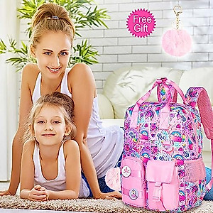 Backpack for Girls, 16” Kids Unicorn Preschool Elementary Bookbag, Cute Lightweight Water Resistant Travel School Bag for Little Girls With Chest Strap