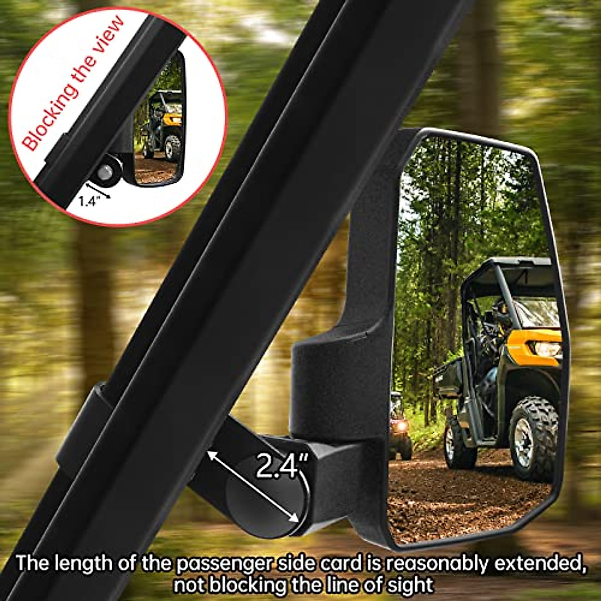 SHEJISI UTV Ranger Side Mirrors, Innovative automatic folding and resetting function, improving safety and driving experience, for Polaris Ranger General, Can Am Defender 2021+Commander Maverick Trail