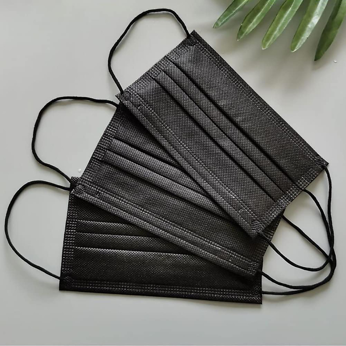 Curora 50 Pcs Black Face Masks 3Ply Black Disposable Face Masks Filter Protection