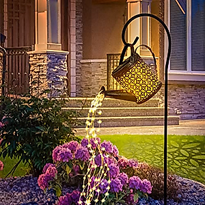 Solar Lights Outdoor Garden Decor, LED Watering Can Lights Star Shower Garden Art Light with Bracket, Starry Fairy Night Light Decoration for Garden Patio Yard Flowerbed Parties Outdoor Pathway