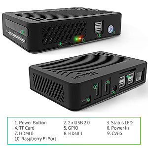 GeeekPi DeskPi Lite Pi 4 Case with Power Button/Heatsink with PWM Fan/Dual Full-Size HDMI/Extra Two USB Port for Raspberry Pi 4B