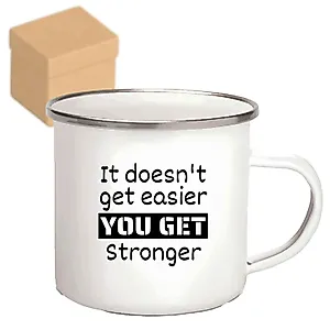 Novelty Gift Strength And Humor Combined Get Stronger Student Adult Gift, Ideal For Graduation Show Courage And Tenacity, 12oz Enamel Silver Mug