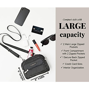 Baggallini Womens Crossbody Triple Zip Bagg cross body handbags, Silver Metallic Quilt, One Size US