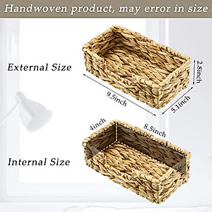 2 Pieces Water Hyacinth Napkin Holder Rectangle Wicker Baskets Rustic Wicker Paper Hand Towels Storage Tray Woven Bathroom Napkin Holder Tray for Kitchen Dining Bathroom Vanity Countertop