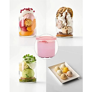 GOHOHOF Ice Cream Pint Containers for Ninja Creami Pints and Lids 4 Pack Extra Replacement Pints for Ninja Creami NC301, NC300, CN301CO, CN305A NC301Series Ice Cream Maker(Grey,Pink,Cyan,Blue Lids)