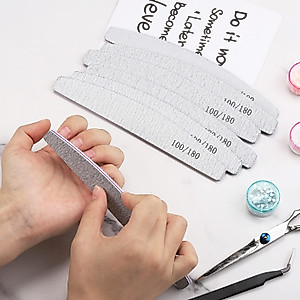 BTYMS 25 Pcs 100/180 Grit Nail Files and Buffers Professional Double Sided Emery Boards Manicure Tool for Acrylic Nails