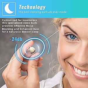 Sleep Earbuds for Side Sleepers Invisible Smallest Sleep Headphones Comfortable Noise Blocking Sleeping Earbuds Anti-Mis Touch Design & No Alert Small Discreet Earphone with Charging Case Black