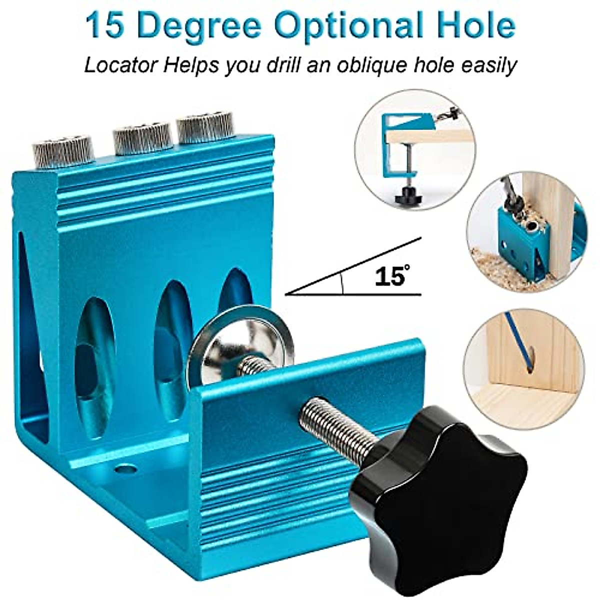 Pocket Hole Jig Kit with 3 Drill Hole Dowel Drill Joinery Screw Kit Wood Woodwork Guides Joint Angle Tool All-In-One Drill Hole System Set -Upgrade Version