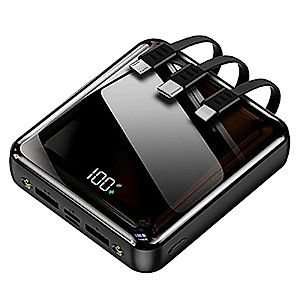 The perseids 10000mAh Portable Power Bank Built in Cables Portable Charger 22.5W 3A Fast Charging Battery Pack with LED Digital Display Compatible with iPhone, Samsung Galaxy, Tablet and More