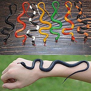 ZHANGLI Fake Snake, Small Rubber Snakes Simulation Snakes Realistic Rain Forest Snakes Toys for Halloween Party Animals Prank Funny Toy
