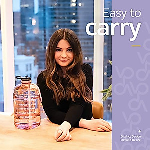 Venture Pal Half Gallon Water Bottle with 2 Lids, Large 64 oz Water Jug with Motivational Time Marker to Ensure You Drink Enough Water-Light Pink