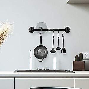 NearMoon Industrial Pipe Towel Bar, Heavy Duty Bathroom Hardware Towel Bar Accessory, Wall Mounted DIY Rustic Iron Bathroom Towel Rack Holder (18 Inch, Black)