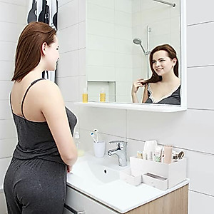 Keep-IT-Sleek Hair Tool Organizer with 2 Drawers & a Silicone Mat, White Acrylic Blow Dryer Holder for Bathroom, Countertop, & Vanity with 3 Heatproof Steel Cups