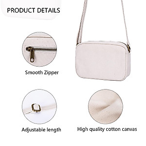 YONBEN Square Crossbody Bag with Adjustable Length Women Cotton Canvas Casual Shoulder Work Bag (Black)