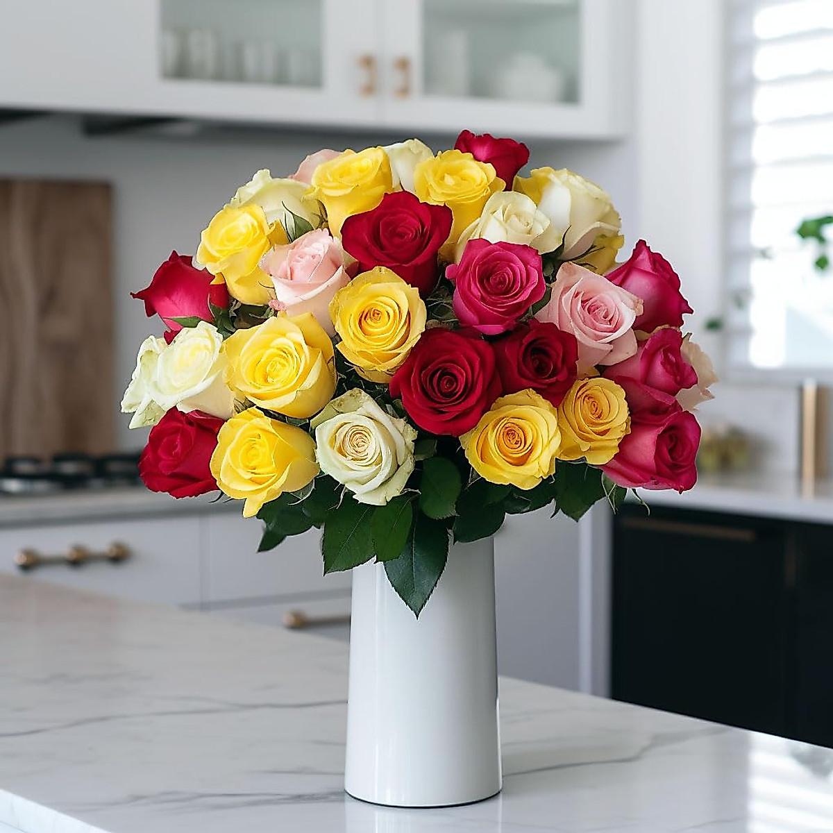 Fresh Roses- 100 Assorted Color Flowers- Lovely Gift (OM)