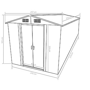 vidaXL Garden Shed with Sliding Doors and Vents Lockable Garden Backyard Utility Tool House Log Cabin 154.3" Metal Anthracite