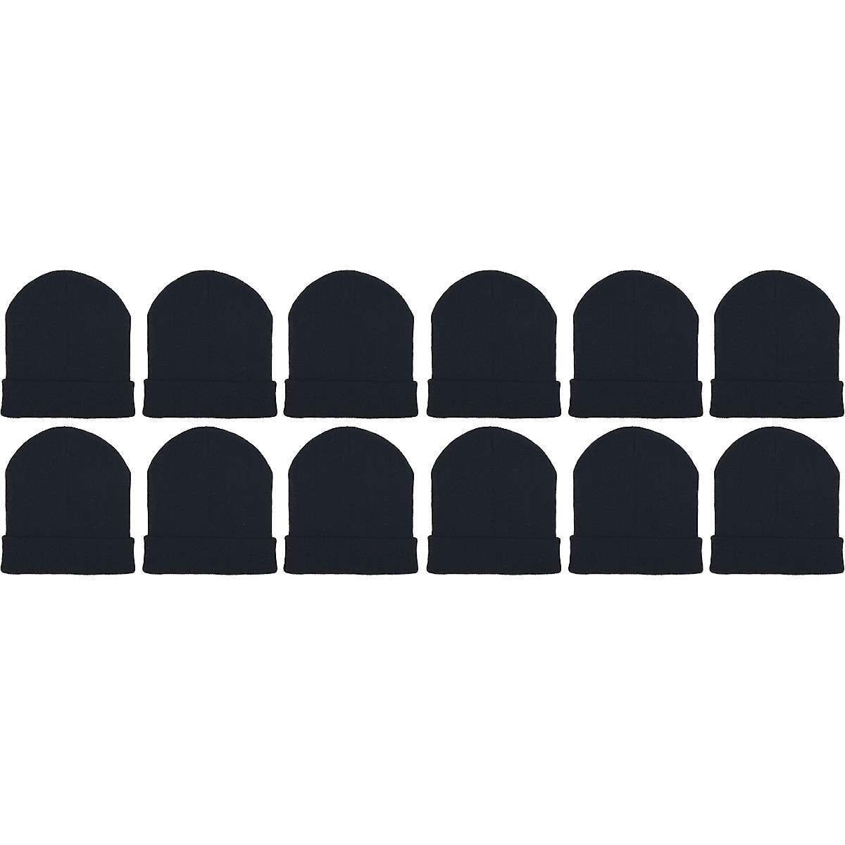 48 Pack Winter Beanies, Bulk Cold Weather Warm Knit Skull Caps, Mens Womens Unisex Hats (Black)
