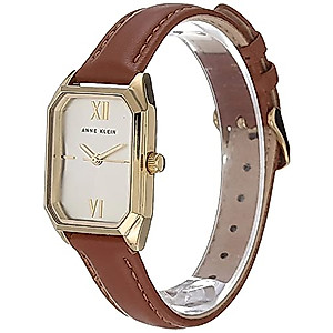 Anne Klein Women Japanese Quartz Dress Watch with Leather Strap, Brown, 13 (Model: AK/3874CHHY)