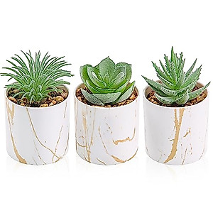 Der Rose 3 Packs Small Fake Plants Succulents Plants Artificial in Pots for Home Office Desk Decor for Women