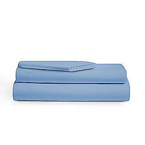 Audley Home 600 Thread Count 100% Egyptian Cotton, 3 Piece Bedsheet Set, 18” Deep Pockets, Smooth & Soft Sateen Weave, Hotel Quality (Light Blue, Twin XL)