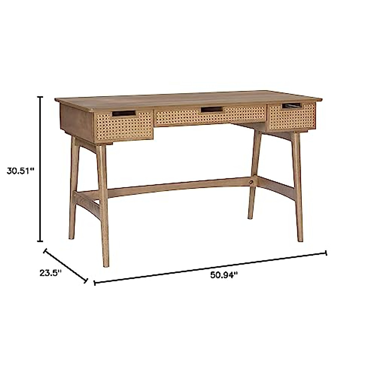 Linon Natural Dutton Wood and Rattan Desk