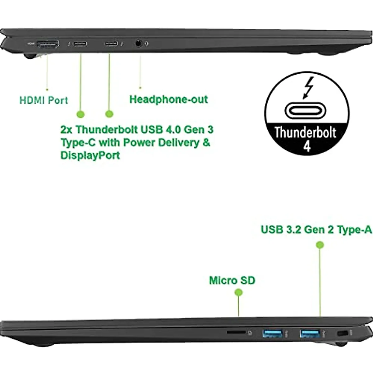LG Gram 16 12th gen Intel Core i7-1260P Evo Platform Laptop Business, 16" WQXGA (2560 x 1600) IPS Display, Backlight Keyboard, Thunderbolt4, Wi-Fi 6E, Windows 11, 16GB RAM, 512GB PCIe SSD, HDMI Cable