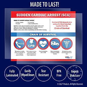 2 Pack: Sudden Cardiac Arrest & Symptoms of Heart Attack and Stroke Poster - Laminated, 17 x 22 inches - Workplace Health and Safety Posters
