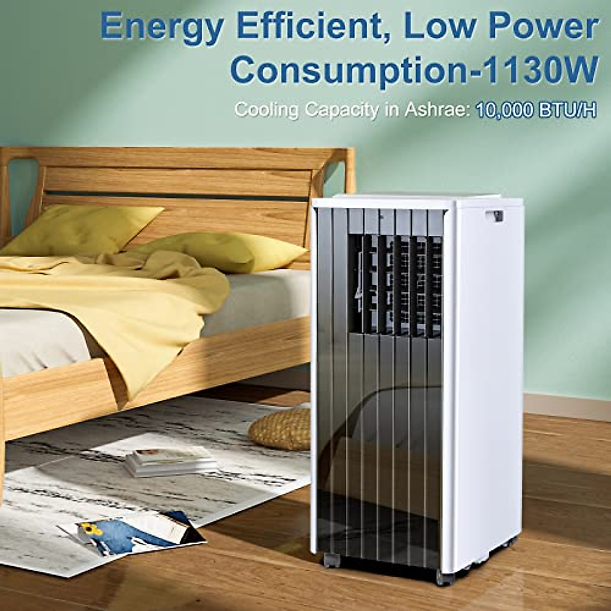 IAGREEA Portable Air Conditioner 10,000 BTU, Portable AC Unit for Rooms up to 400 Sq.Ft with Dehumidifier, Fan Modes, Auto Cooling & 24 Hour Timer, Window Mount Exhaust Kit-1130W