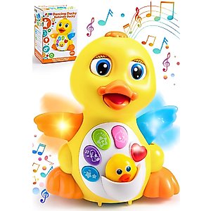 JOYIN Baby Toys Duck, Infant Musical Toys 18+ Months, Tummy Time Toys with Music & Lights, Light Up Learning Toys, Dancing Crawling Baby Toy, Baby Easter Basket Stuffers Gifts