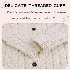 Peecabe Toddler Girl Sweaters Cable Knit Long Sleeve Crewneck Chunky Crochet Cardigans 1-6T (White, 4T)