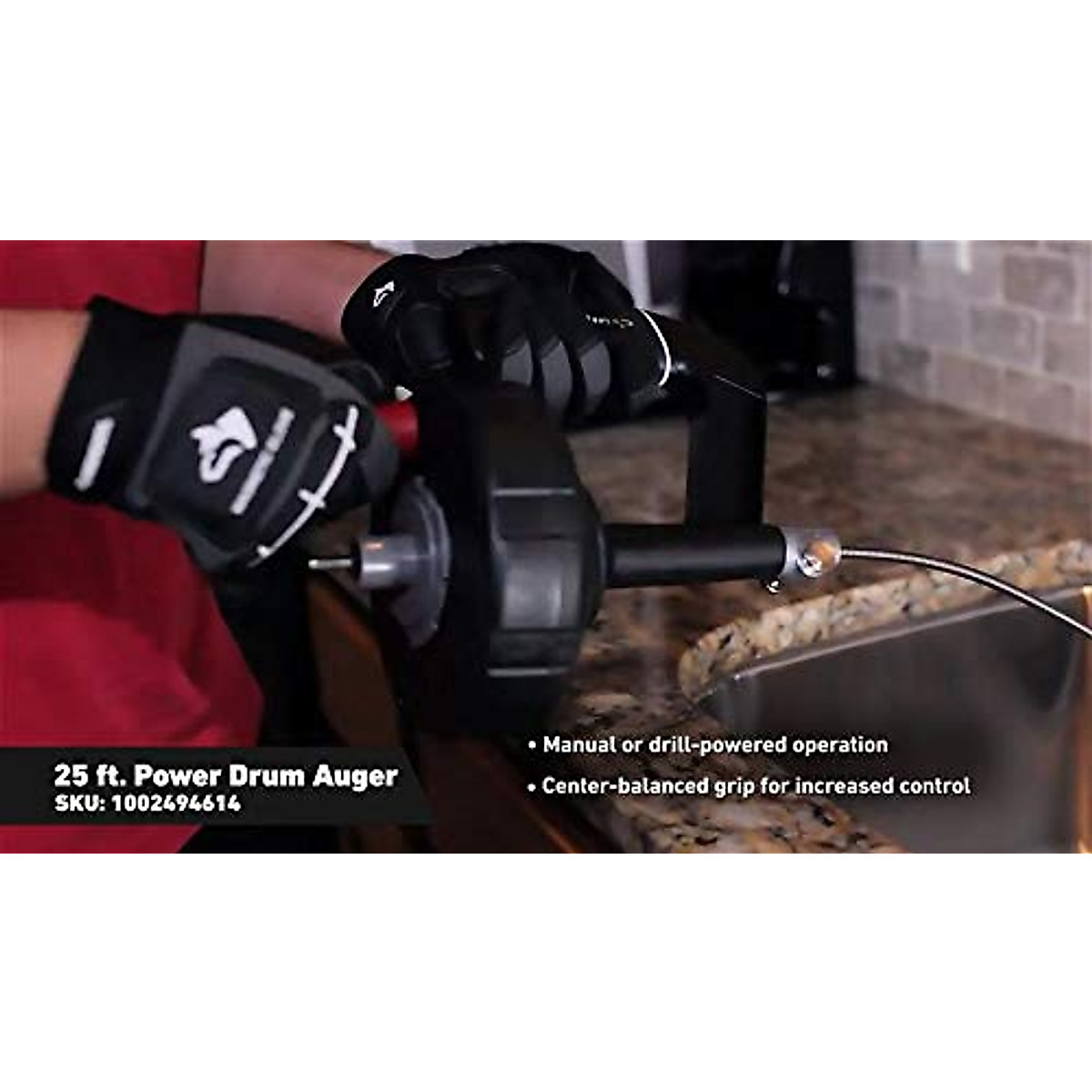 Husky 1/4 in. x 25 ft. Power Drum Auger