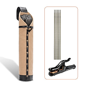 WISEPRO Flame-Resistant Electrode Bag,Canvas Welding Rod Pouch,Leather Electrode Holder with Belt Loops and Rivets Reinforced,14.5 * 2.5 * 2.5 Inch