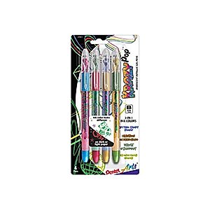 Pentel Arts Krazy Pop Iridescent Gel Pen, (1.0mm) Bold Line, Assorted Ink (Xc/BD/CP/DG), 4-PK (K91PABP4M3)