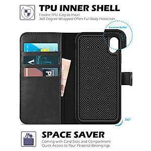 TUCCH Case Wallet for iPhone Xs Max, PU Leather Flip Cover with RFID Blocking Card Slot, Stand [Auto Wake/Sleep] Wireless Charging Shockproof TPU Shell Compatible with iPhone Xs Max 6.5", Black