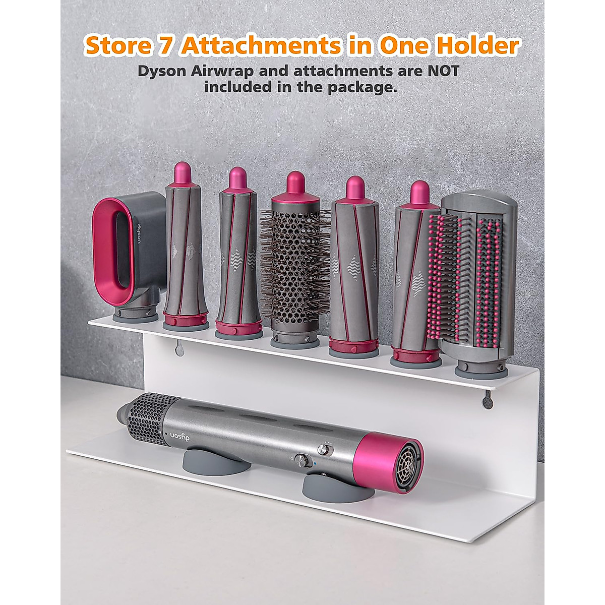 chorten nyima Storage Holder for Dyson Airwrap, 8-Holes Countertop Dyson Airwrap Organizer Wall Mount for Dyson Airwrap Attachments White, Dyson Airwrap Holder