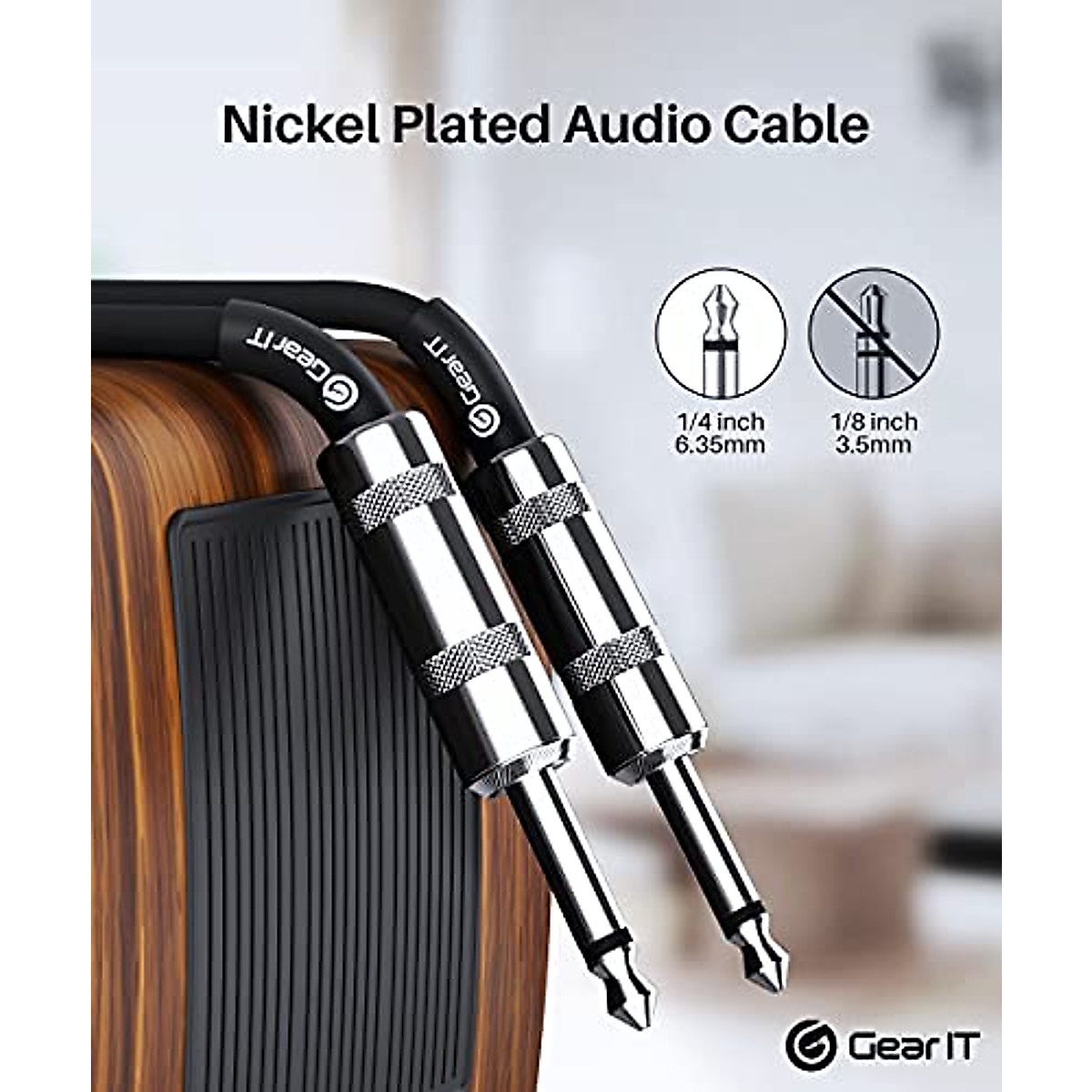 GearIT Professional Speaker Cable (15ft) 12AWG Pure Copper 1/4 inch to 1/4 inch TS Straight Male to Male for Amplifier, Speaker Cabinet, PA and DJ Audio