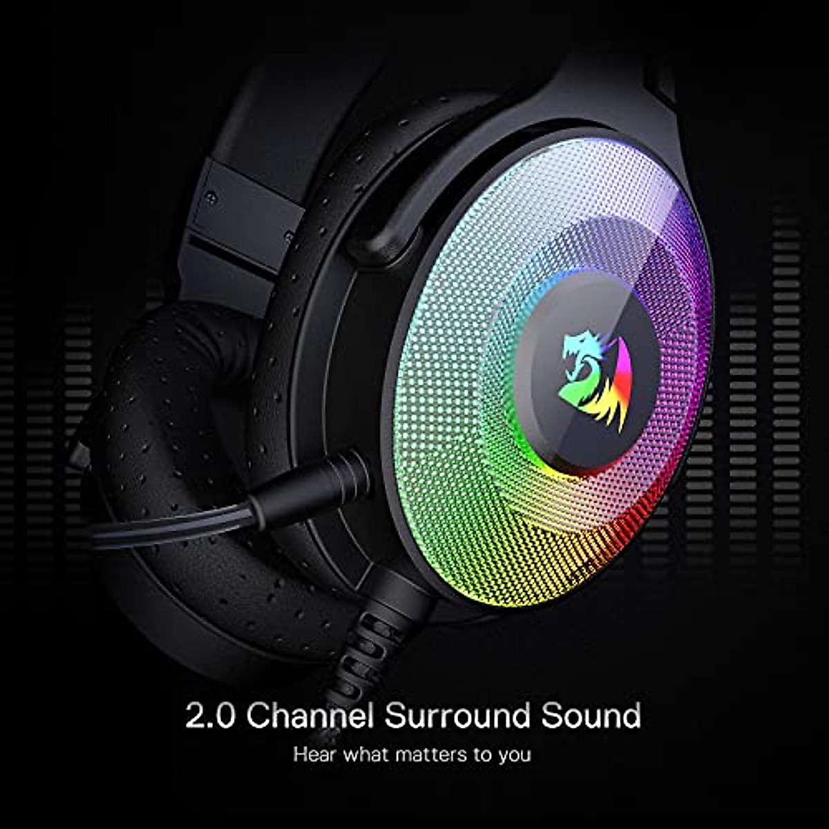 Redragon H350 RGB Wired Gaming Headset, Dynamic RGB Backlight - Stereo Surround-Sound - 50MM Drivers - Detachable Microphone, Over-Ear Headphones Works for PC/PS4/XBOX One/NS