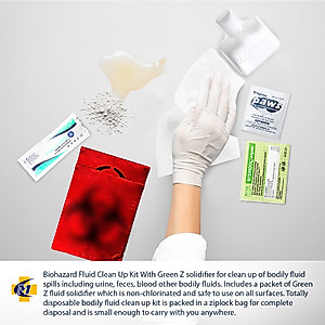 MFASCO Bloodborne Pathogens Spill Kit - Disposable Clean Up Kit, Safety for Bodily Fluids, Latex Free, First Aid, Non-Chlorinated Fluid Solidifier, Biohazard Bag, Vomit, Blood, Urine Solidifier