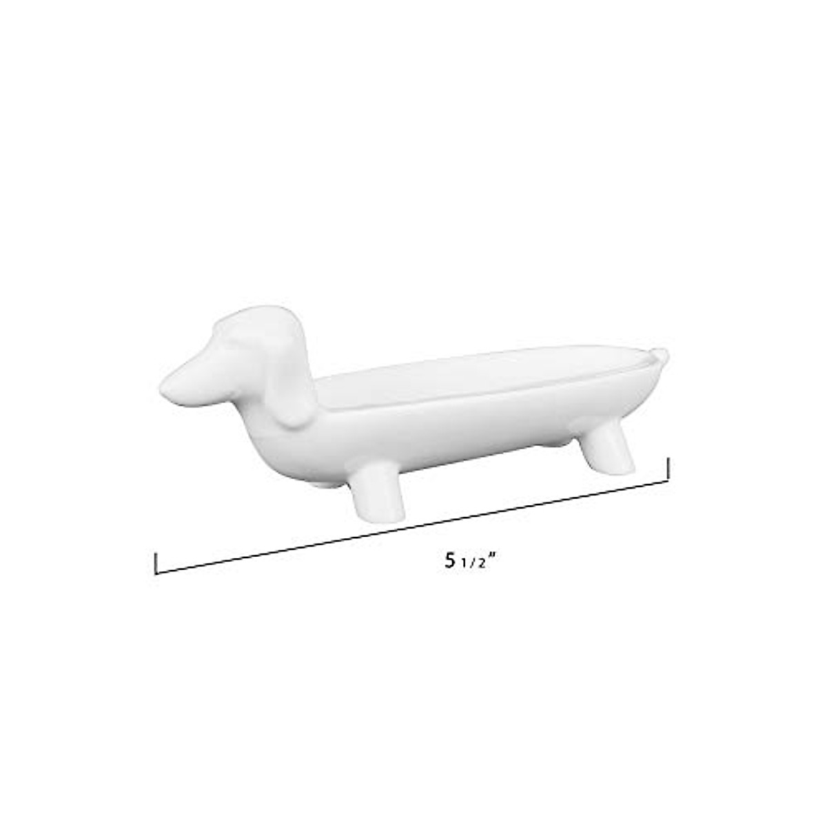 Creative Co-Op Elongated White Ceramic Dog Dish
