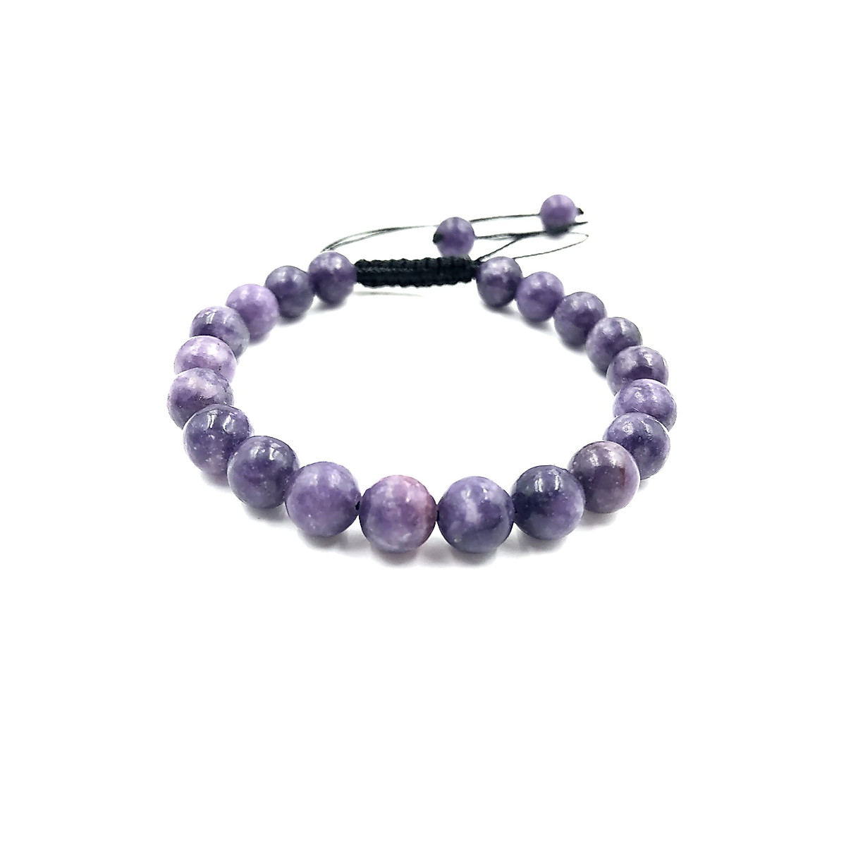SHNAYA JEWELS AAA LEPIDOLITE Natural Healing Power Gemstone Crystal Beads Unisex Adjustable Macrame Bracelets 8mm
