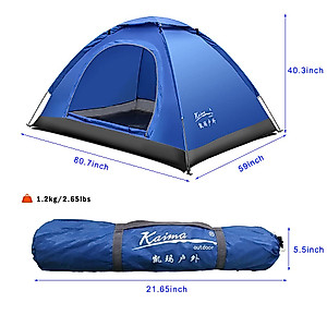 2-Person Camping Tent - Lightweight Portable Tent, Windproof and Waterproof, Suitable for Traveling, Camping, Climbing, Hunting, Hiking and Other Outdoor Activities (Blue)
