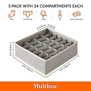 Lifewit 6 PCS Drawer Underwear Organizers, Bundle with 3 Pack Sock Organizers, Light Grey