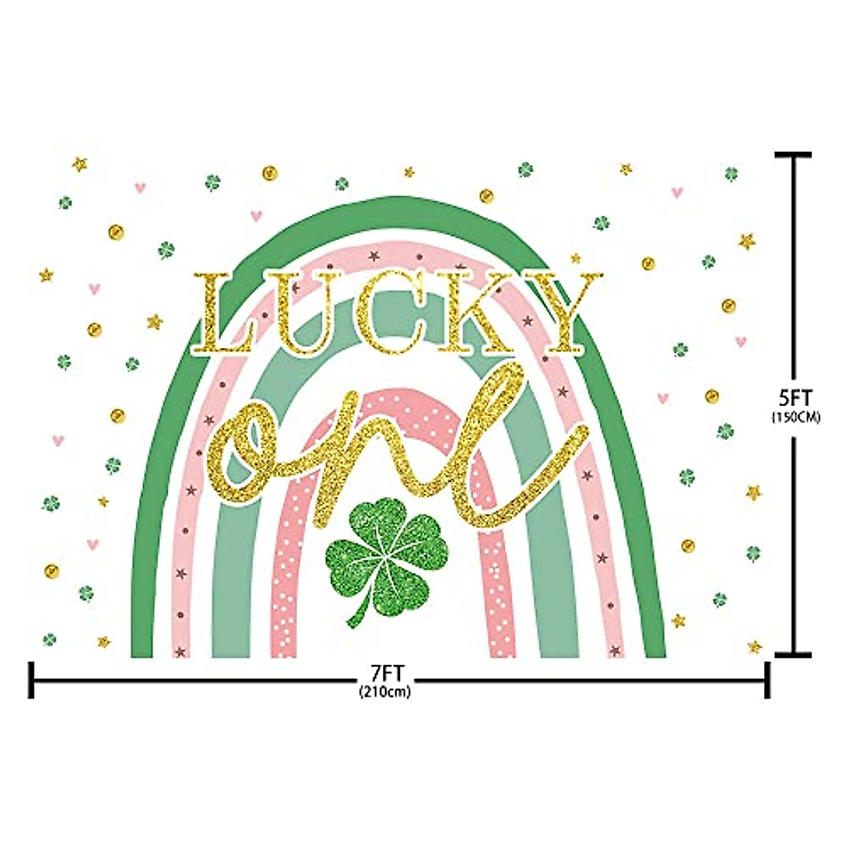 MEHOFOND Lucky One Backdrop St. Patrick's Day 1st Birthday Backdrop Lucky Charm Shamrock 1st Birthday Party Decorations Supplies Green Clover Rainbow Photography Background Vinyl 7x5ft