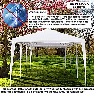10' X 30'Outdoor Gazebo Canopy Tent,Party Wedding Tent Heavy Duty Gazebo Pavilion,Large BBQ Patio Tent Grill Commercial Camping Tent Shelter for Garden Backyard Lawns,with 5 Removable SideWalls,White