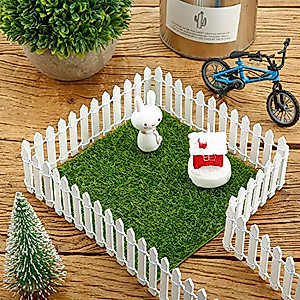 4 Pieces 35 Inch Fairy Fence Miniature Garden Ornament Wood Picket Fence for Dollhouse Home Garden Plant Pot DIY Diorama Project (White)