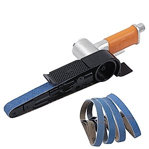 Air Belt Sander 3/4" x 20-1/2" Belt Size Pneumatic Tool with 12pc Belts (#40, 60, 80 & #120), Good for Deburring, Sanding and Finishing (3/4" x 20-1/2" Sander)