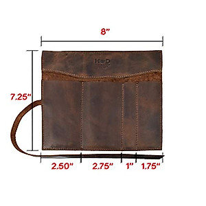 Hide & Drink, Leather Rollup Pen / Pencil Storage Case / Pouch Organizer Handmade Includes 101 Year Warranty :: Bourbon Brown