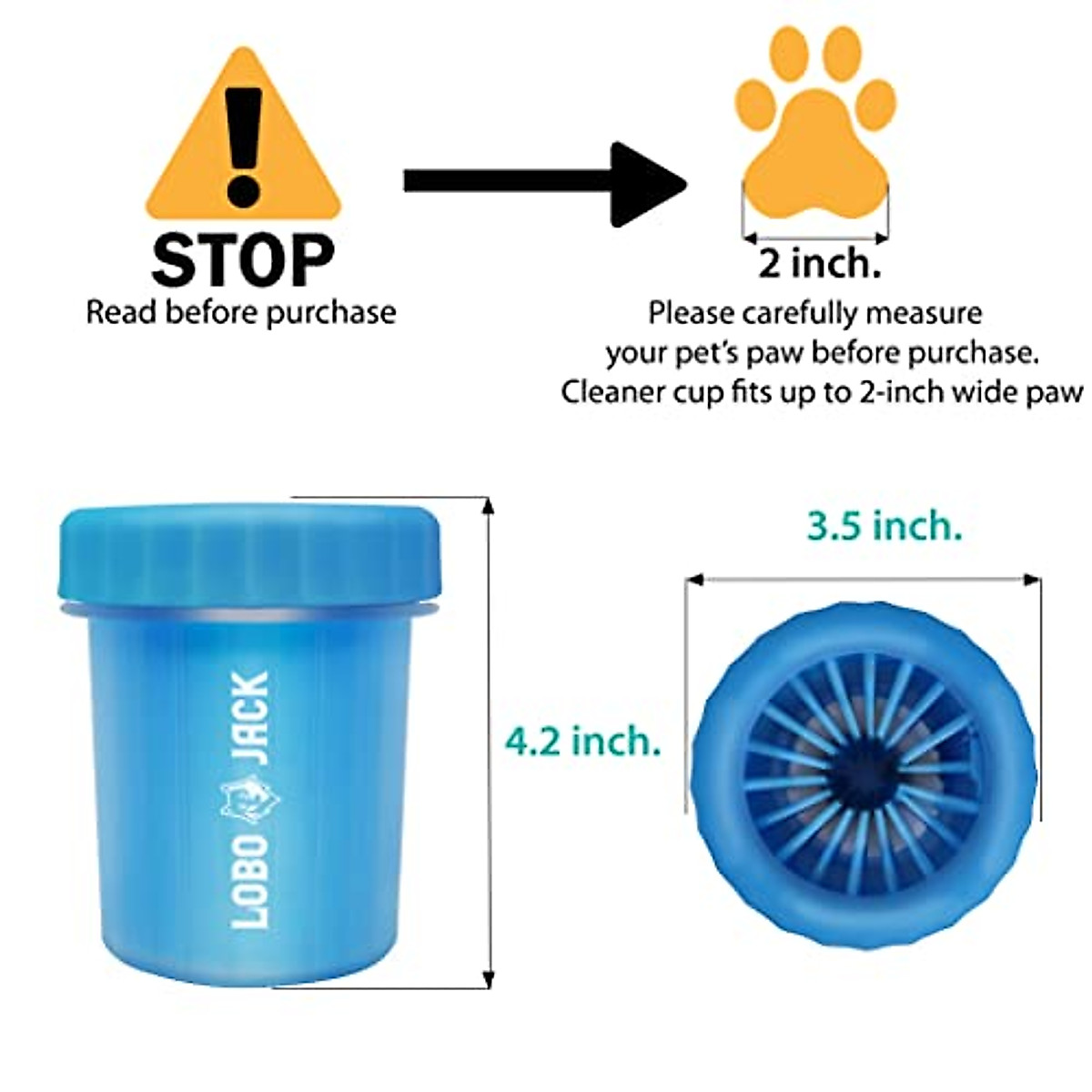 Dog Paw Cleaner, Portable Pet Cleaning 360º Silicone Washer Cup, for Small and Medium Breed Cats and Dogs (Blue)