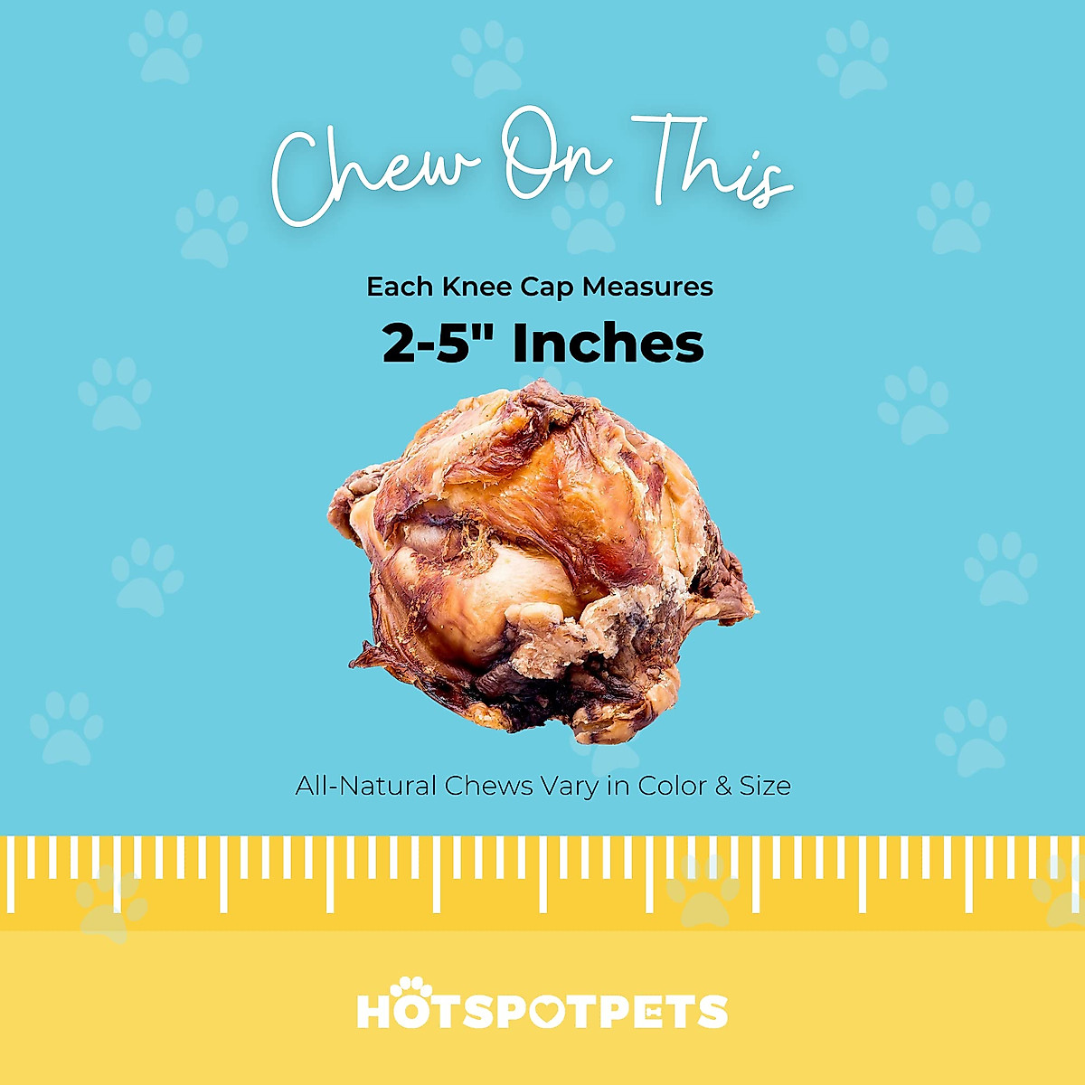 hotspot pets All Natural Beef Knee Caps for Dogs, Dog Bones, Single Ingredient Dog Chews for Aggressive Chewers - Long Lasting Rawhide Alternative Meat Bones