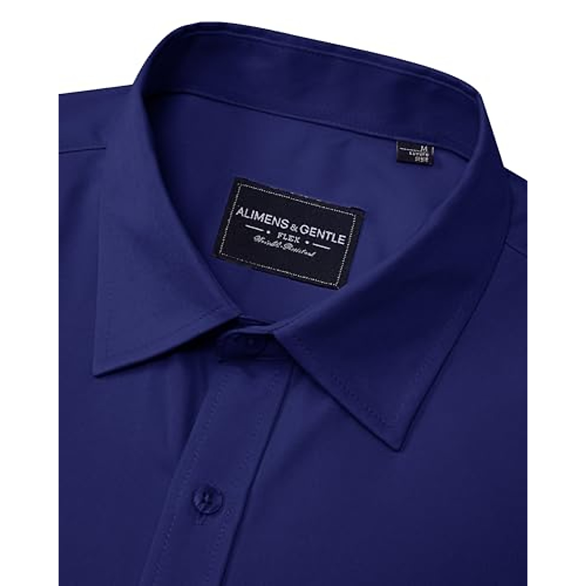 Alimens & Gentle Men's Dress Shirts Transitional Weather Long Sleeve Stretch Wrinkle-Free Button Down Navy